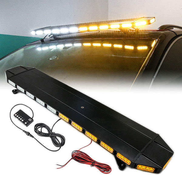 LE-JX Amber/White 48 Inch Roof Top LED Traffic Advisor Emergency Light ...
