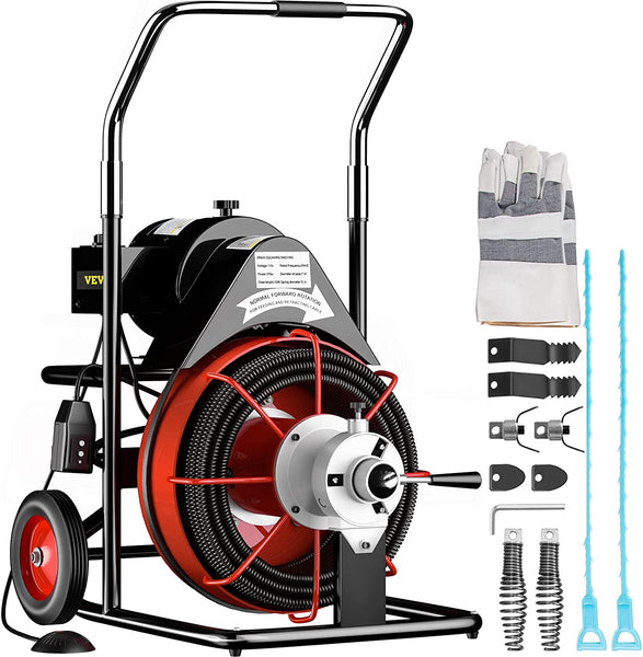100FT X 3/8Inch Drain Cleaner Machine Auto Feed Fit 1"(25Mm) to 4"(100 ...
